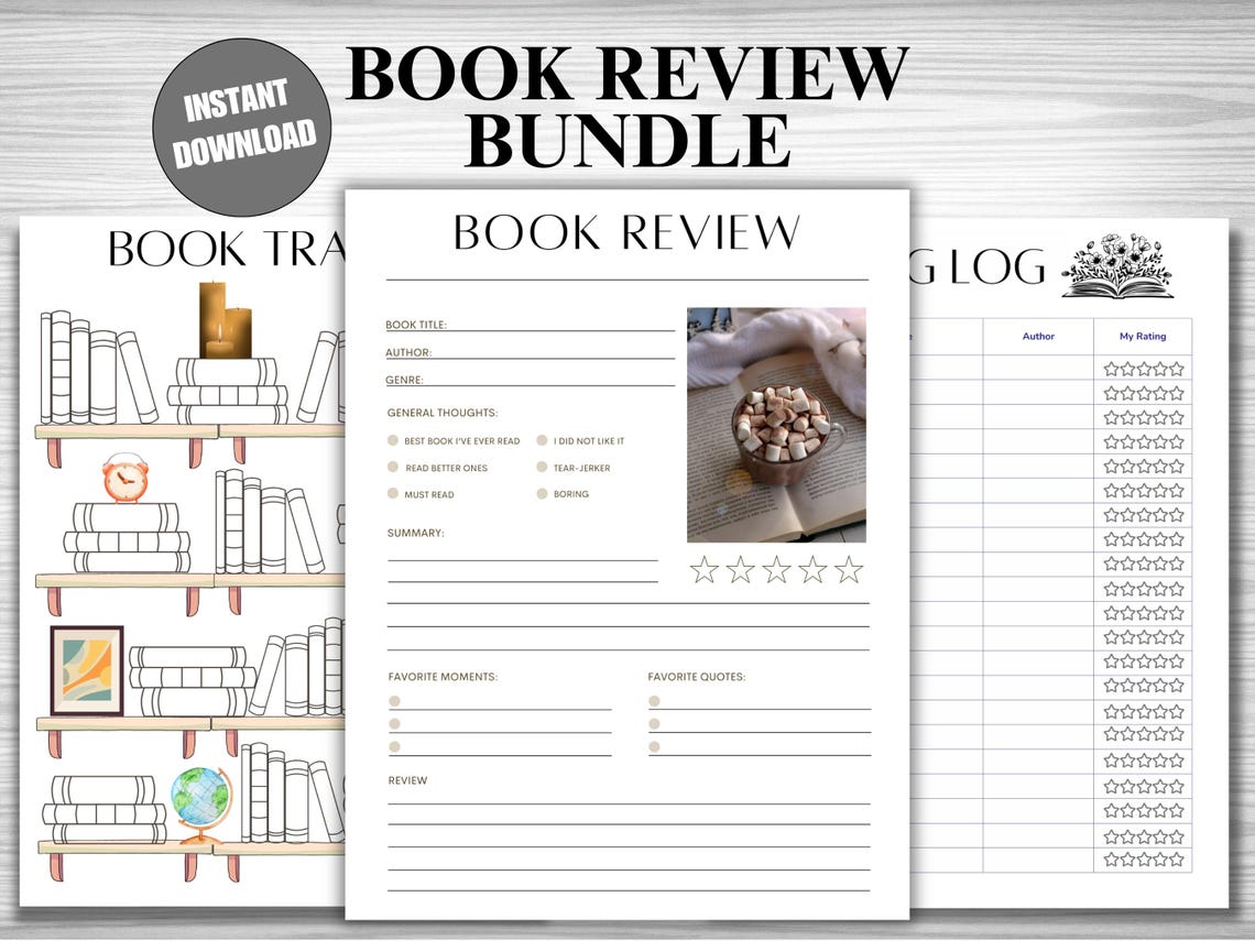 Book Review Bundle Printable | Reading Log | Book Tracker | Reading ...