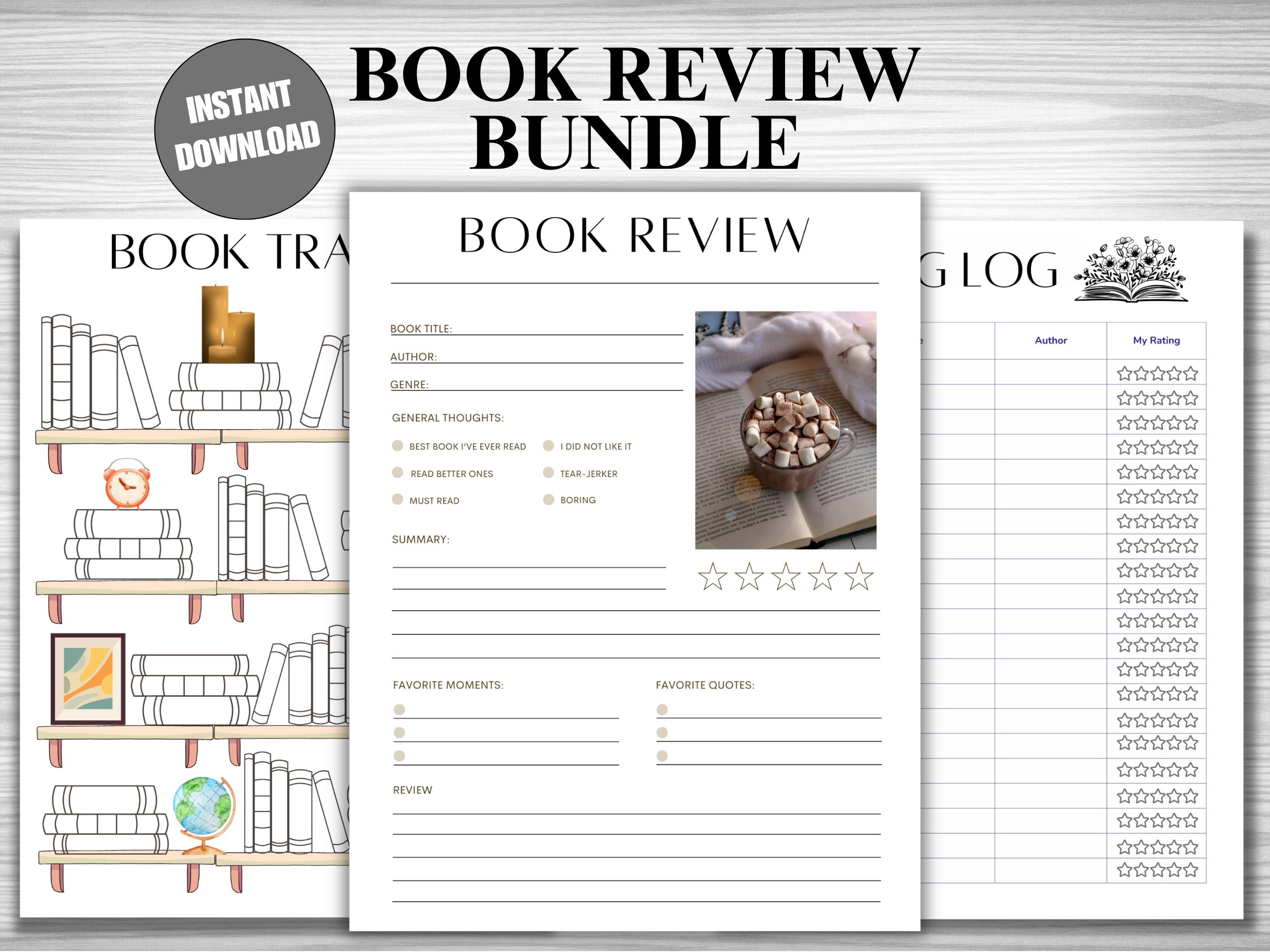 Book Review Bundle Printable: Reading Log & Tracker (PDF) - Etsy