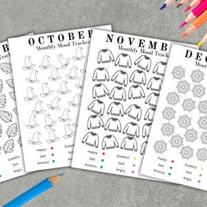 Monthly Mood Trackers | Yearly Mood Trackers | Mood Tracker Bundle ...
