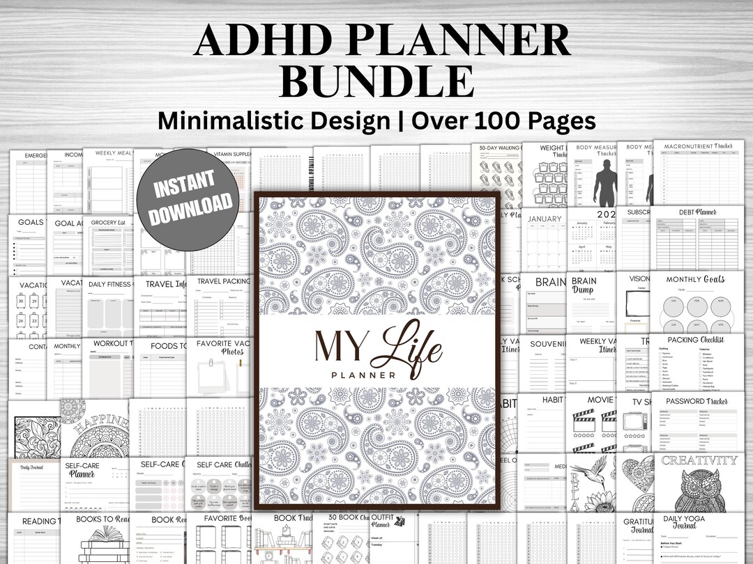 ADHD Planner Bundle Printable | ADHD Organizer | ADHD Goal Setting ...