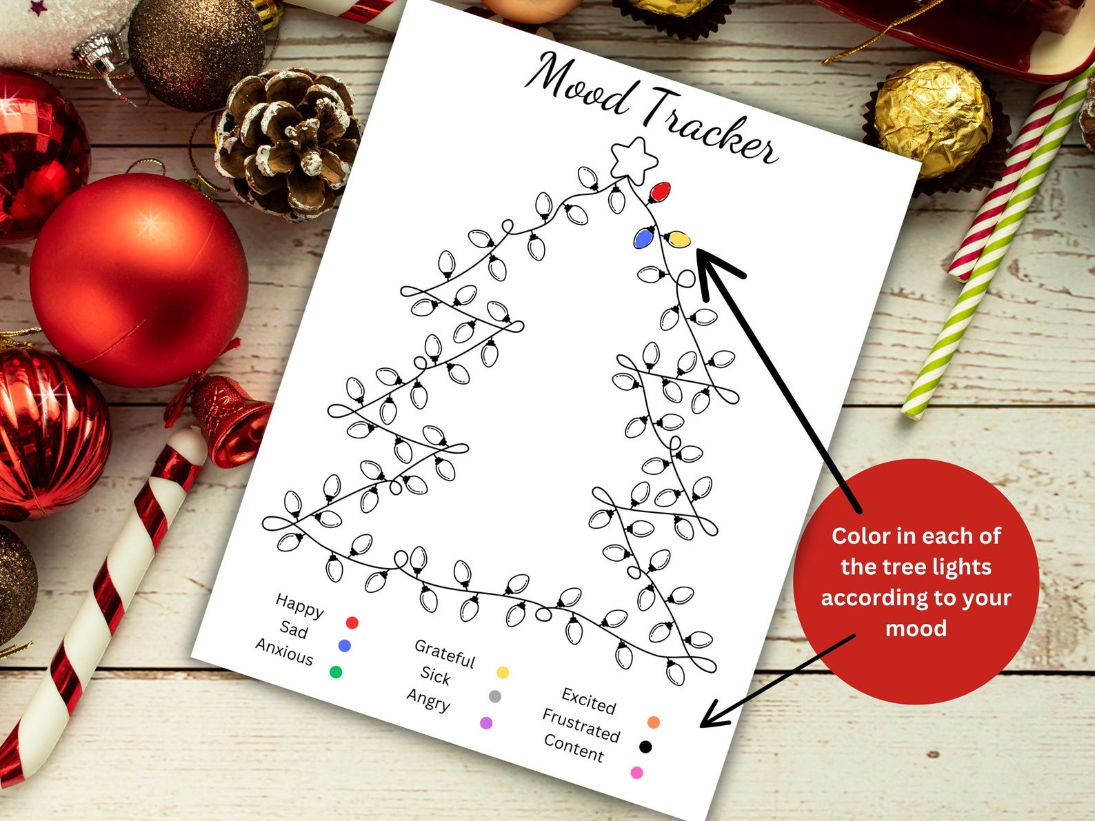 Christmas Tree Mood Tracker Printable | Holiday Feelings Journal (PDF ...