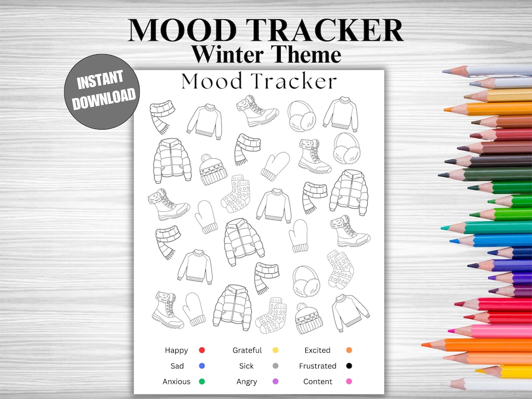 Mood Tracker Printable Winter Theme | Monthly Mood Tracking | Daily ...