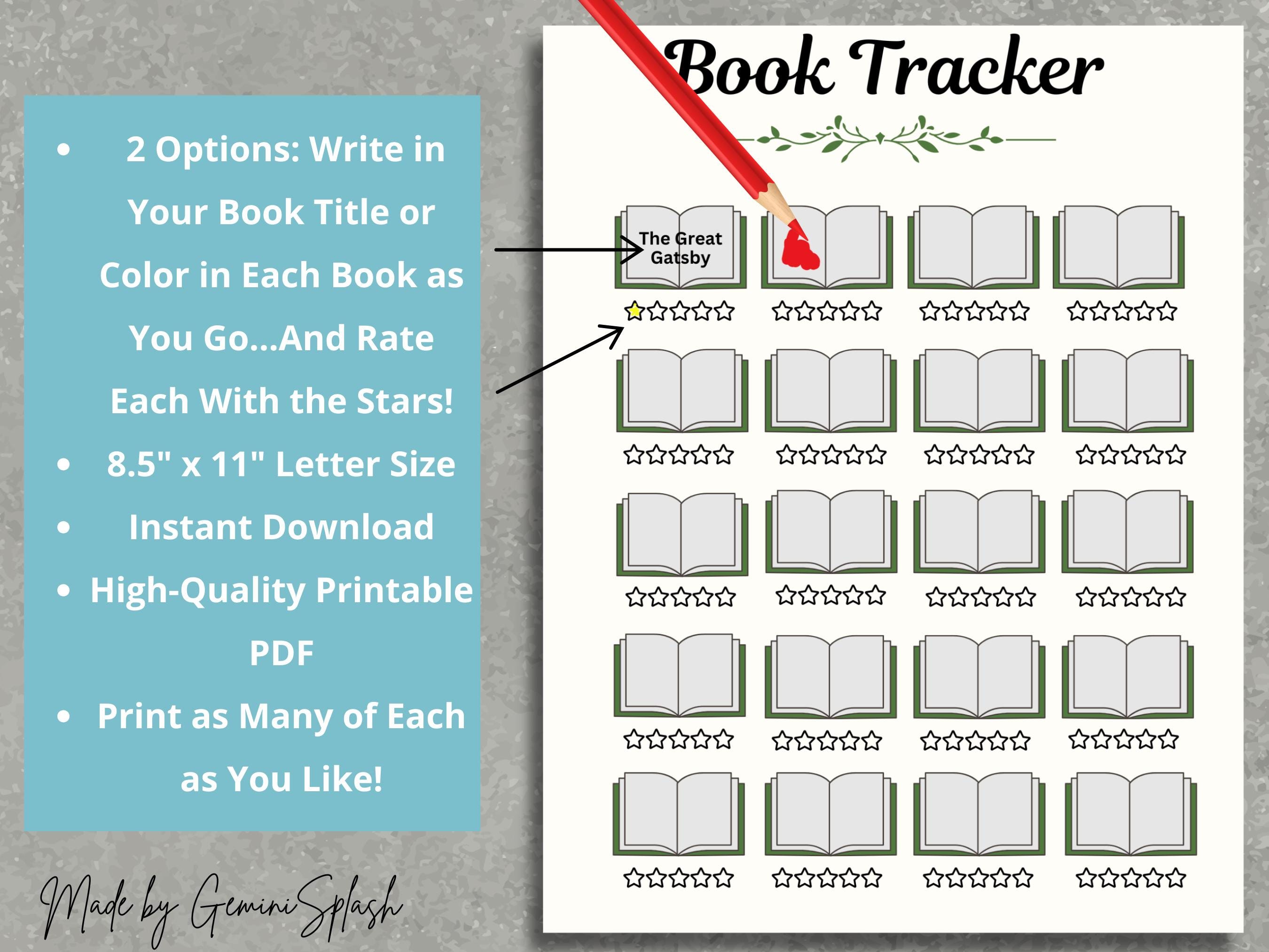 Book Tracker Printable | Reading Log Printable | Book Reading Template ...