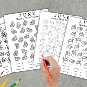 Monthly Mood Trackers | Yearly Mood Trackers | Mood Tracker Bundle ...