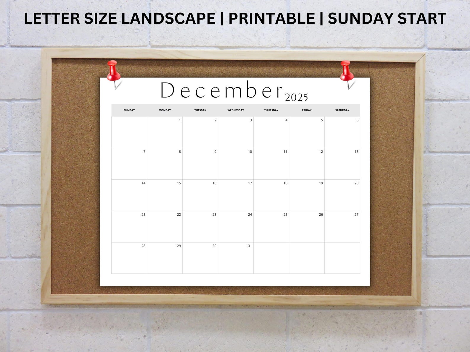 2025 Monthly Calendar Printable | Minimalist Simple Calendar | Planner ...