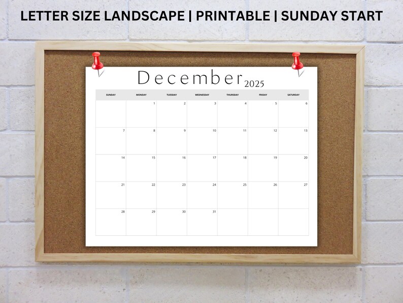 2025 Monthly Calendar Printable | Minimalist Simple Calendar | Planner ...