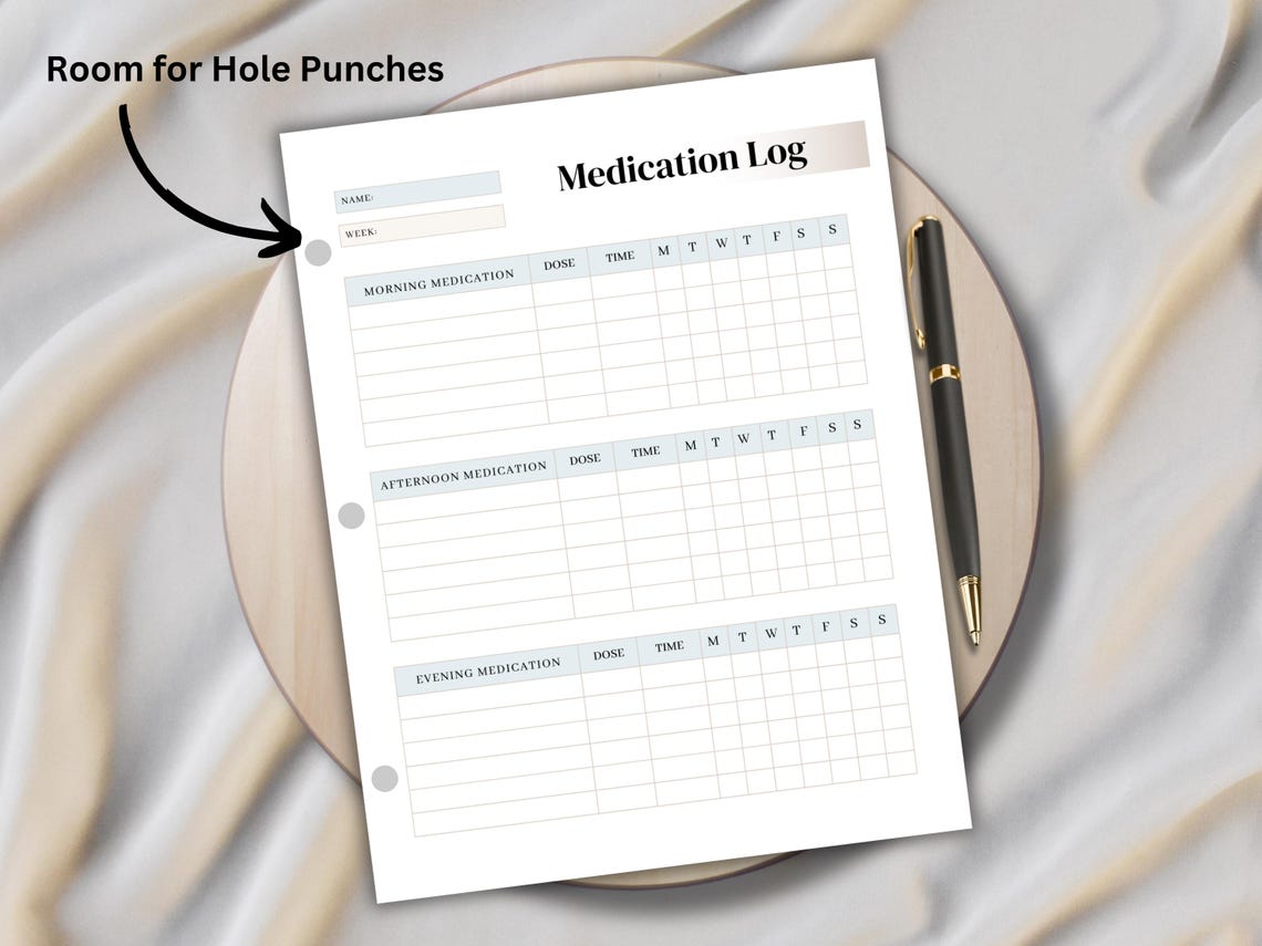 Medication Log Printable: Daily Tracker, AM PM Schedule (PDF) - Etsy