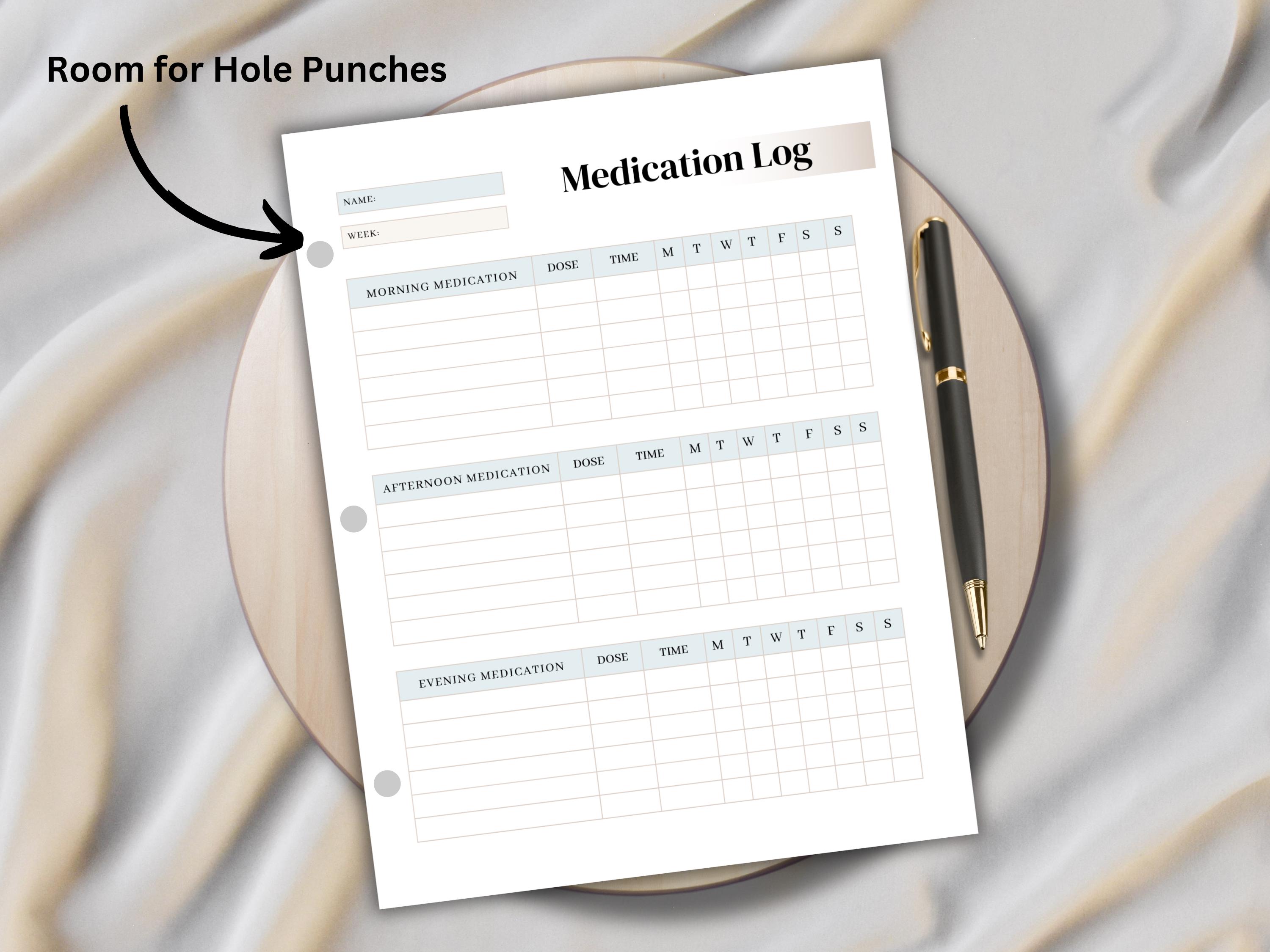 Medication Log Printable: Daily Tracker, AM PM Schedule (PDF) - Etsy