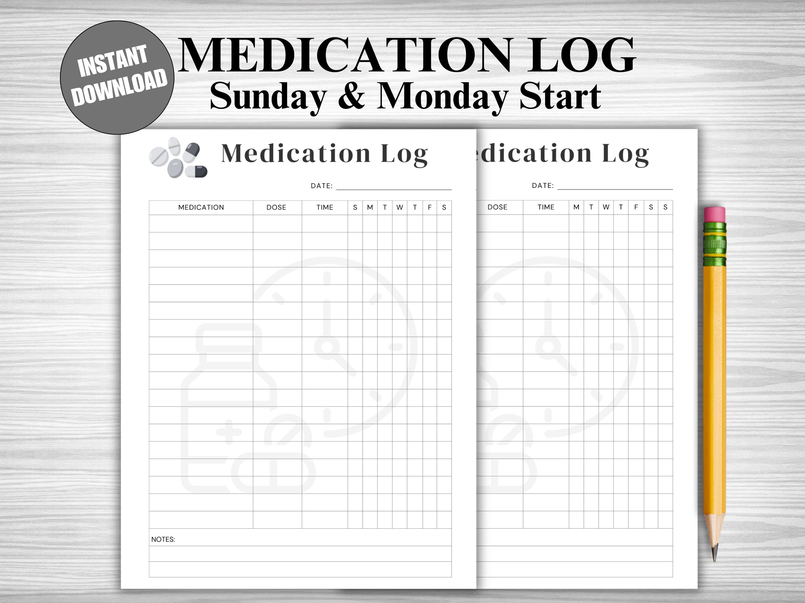 Printable Medication Log | Medication Tracker | Medication Schedule ...