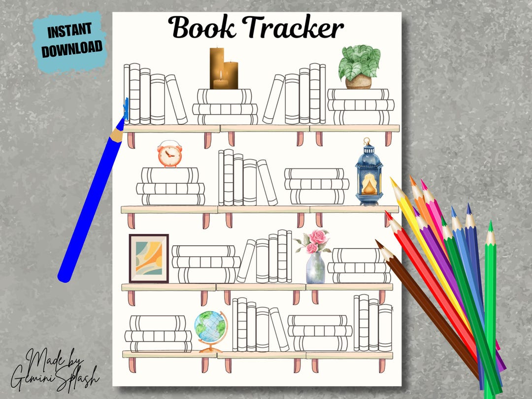 Book Tracker Printable Bookshelf Reading Log Reading Journal Page Books ...
