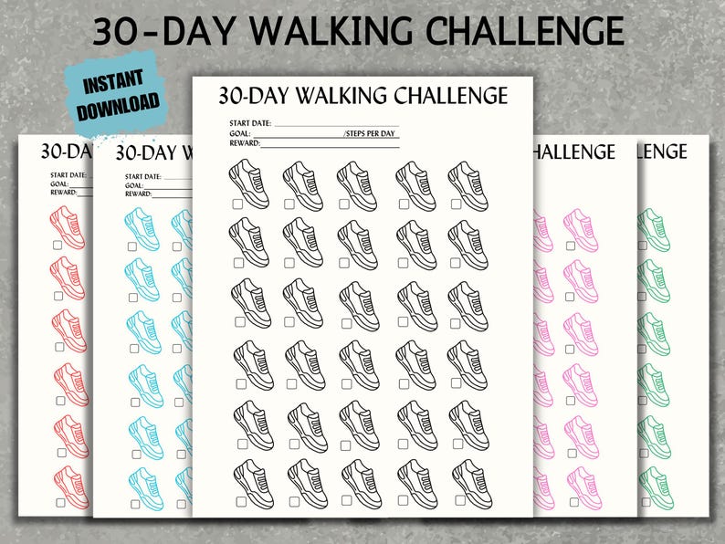 30-day Walking Challenge Printable 30 Day Walk Tracker Fitness ...