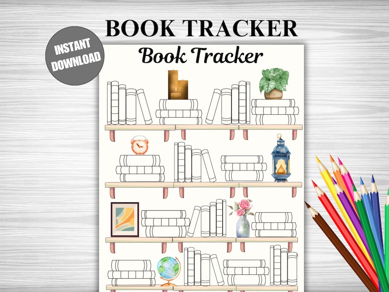 Book Tracker Printable | Bookshelf Reading Log | Reading Journal Page ...