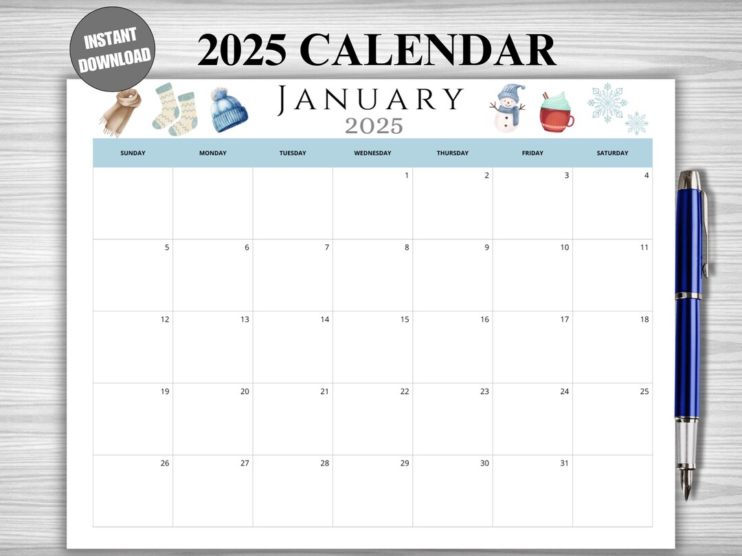 2025 Calendar Printable | Cute Calendar Planner | Monthly Planner ...