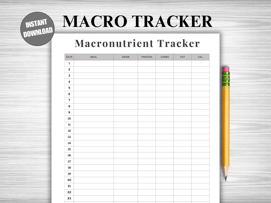 Macro Tracker Printable | Macronutrient Log Tracker | Calorie Tracker | Protein Tracker | Food ...