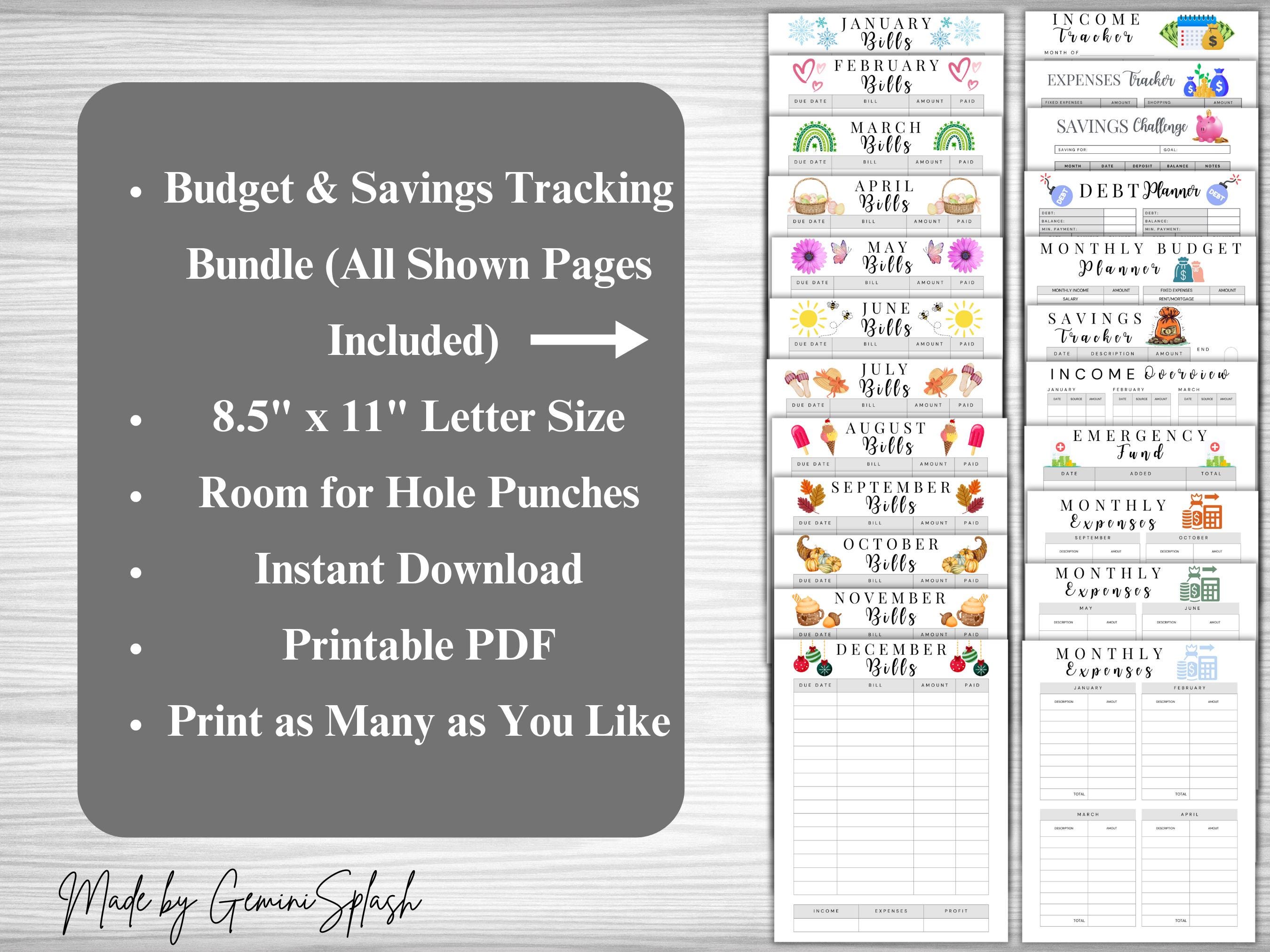 Budget & Savings Tracker Printable Bundle (PDF) - Etsy