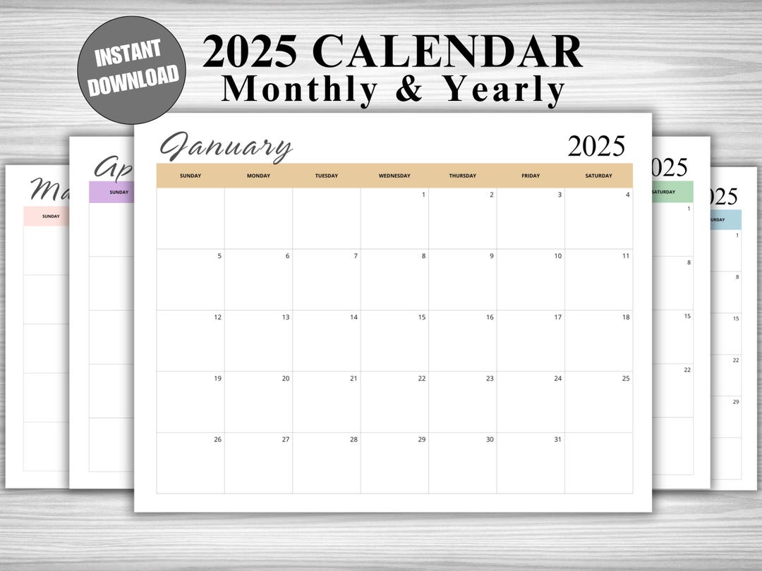 2025 Monthly Calendar Printable: Minimalist Planner (PDF) - Etsy