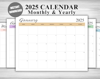 2025 Minimalist Calendar Printable: Monthly & Yearly Planner (PDF) - Etsy