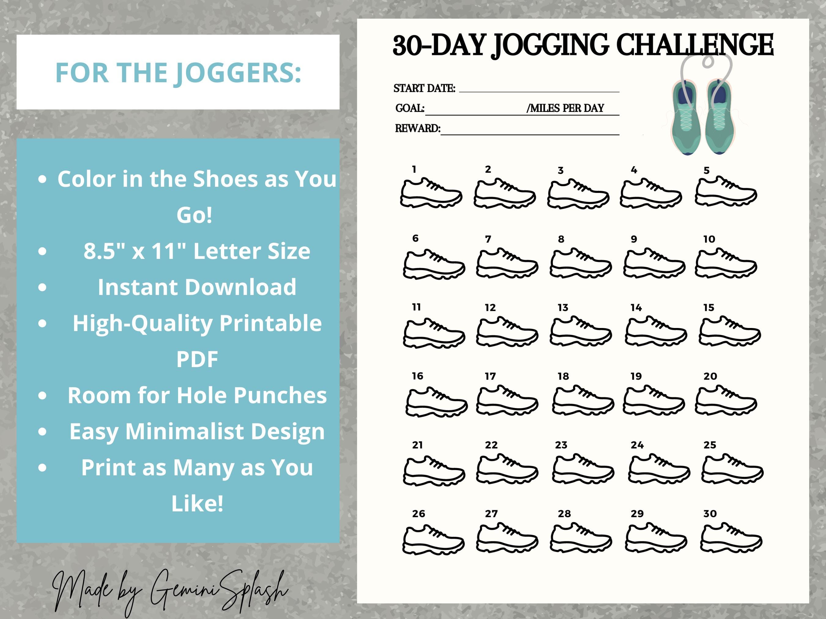 30-day Walking & Jogging Challenge Tracker (PDF) - Etsy
