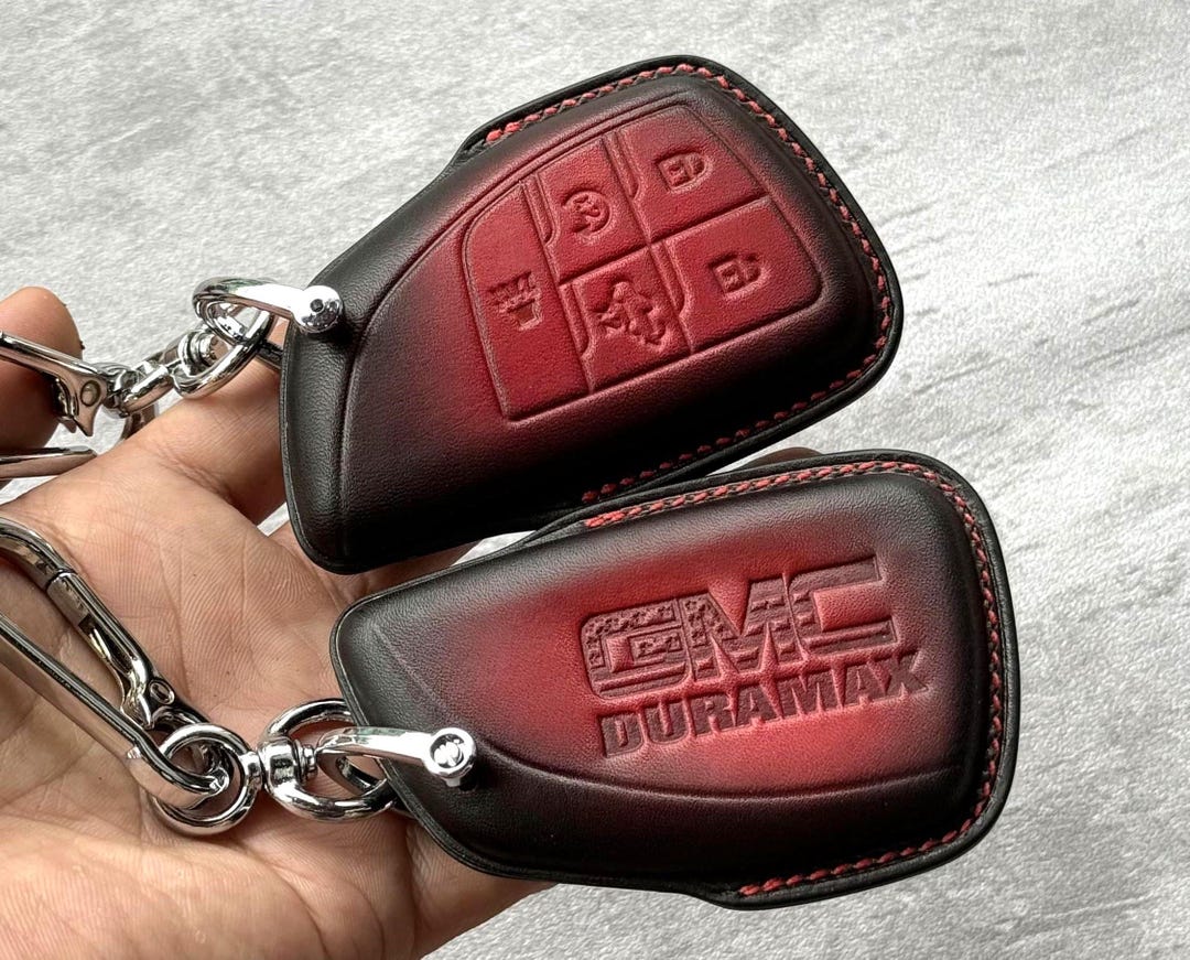 Leather Key Cover Case GMC Denali AT4 Offroad Hummer EV, ZR2 Tahoe ...