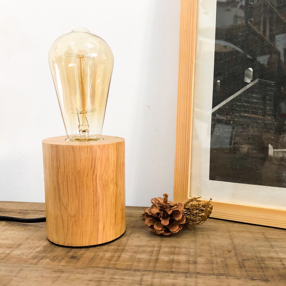 Edison Light, Retro Edison Bulb, Wooden Bulb Base, Vintage Desk Lamp ...