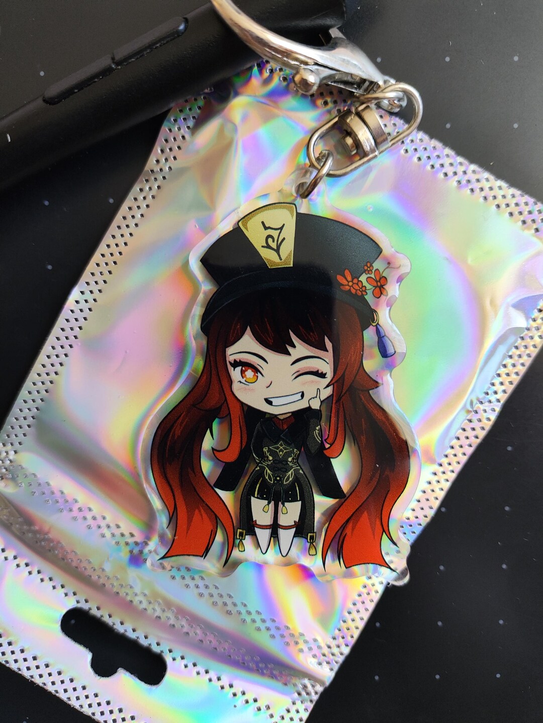 Hu Tao Acrylic Keychain Charm 1 Set Handmade Design Gift Idea Genshin ...