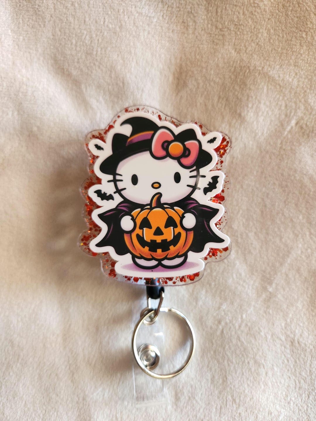 Hello Kitty Halloween Badge Reel, Nurse Teacher Gift, Spooky Cat ...