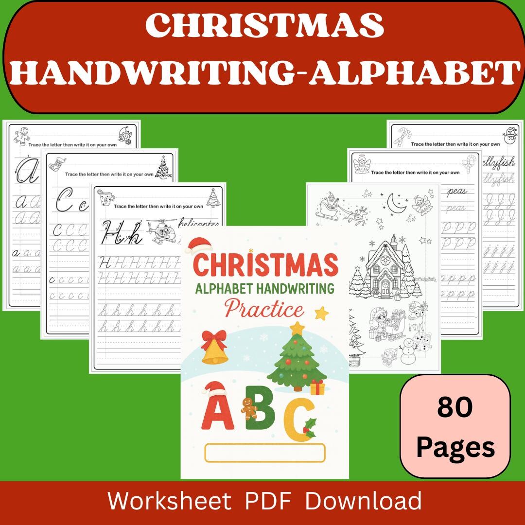 Christmas ABC Tracing Workbook for Kids – 80 Pages Printable PDF ...