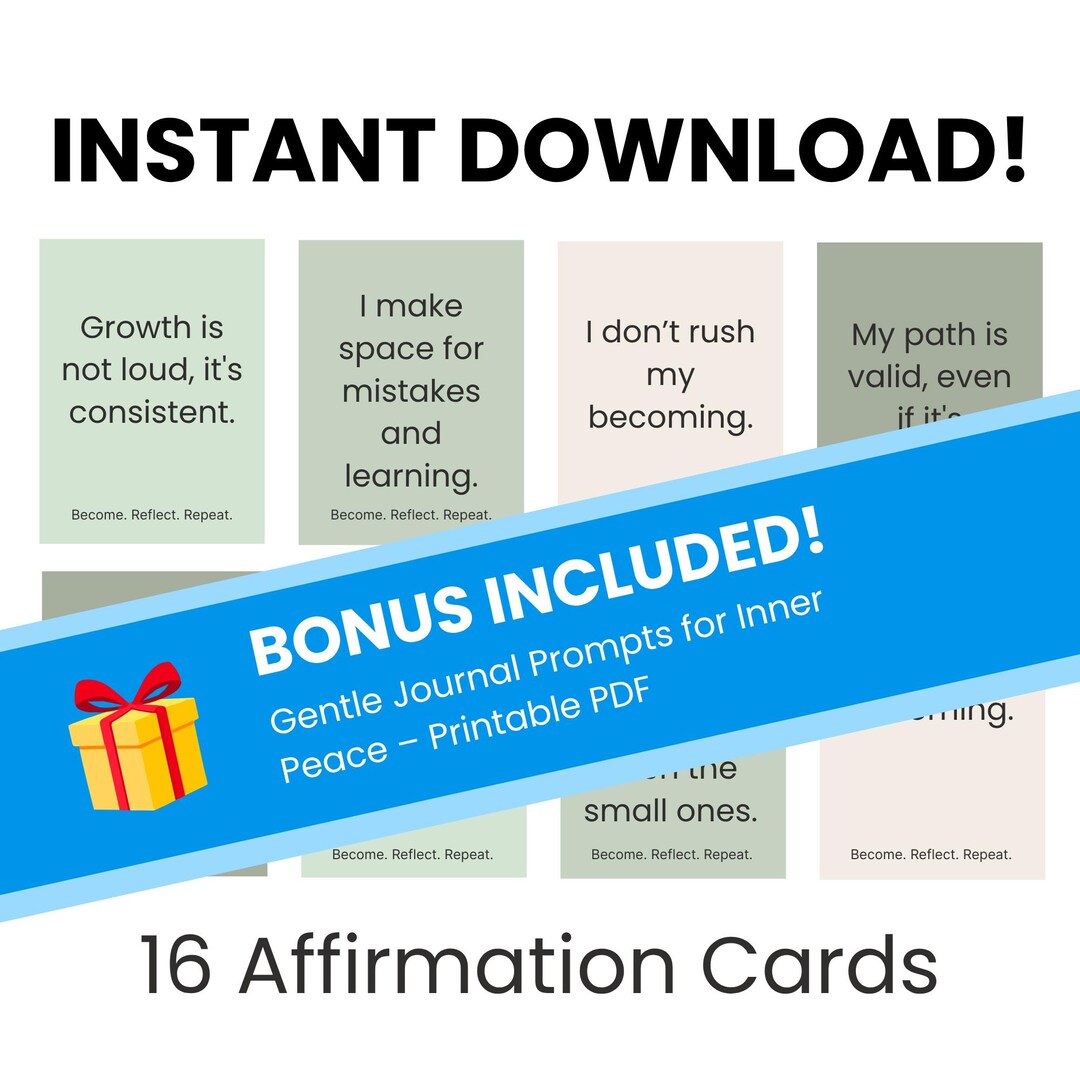 16 Printable Affirmation Cards – Growth & Intention – Digital Mindset ...