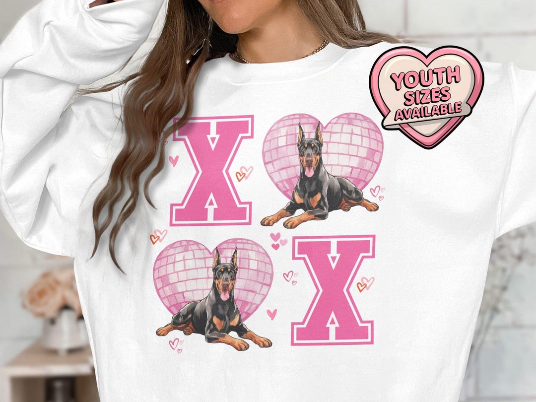 Doberman Pinscher Valentine's Day Sweatshirt, Dobie Dog Mom Sweater ...