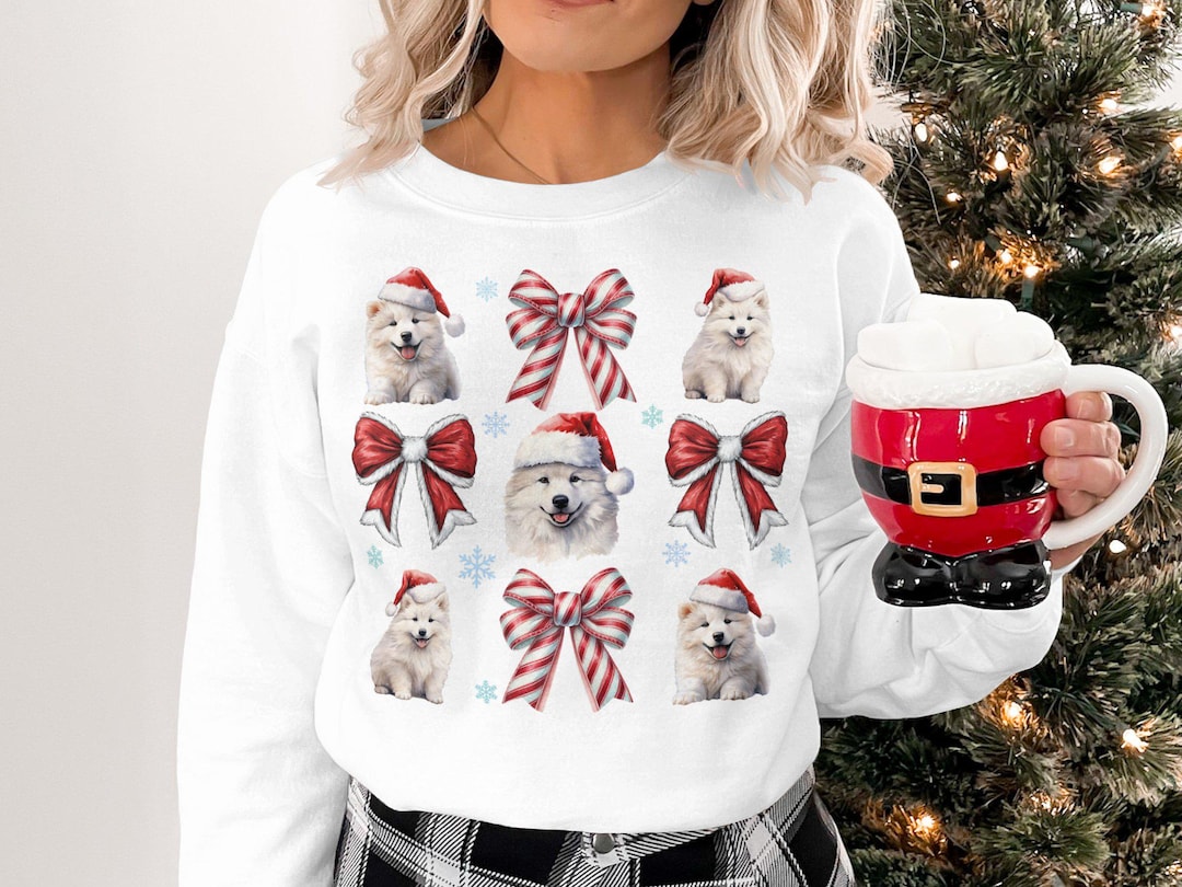 Samoyed Christmas Sweatshirt, Sammy Dog Mom Crewneck Shirt, Dog Mom ...