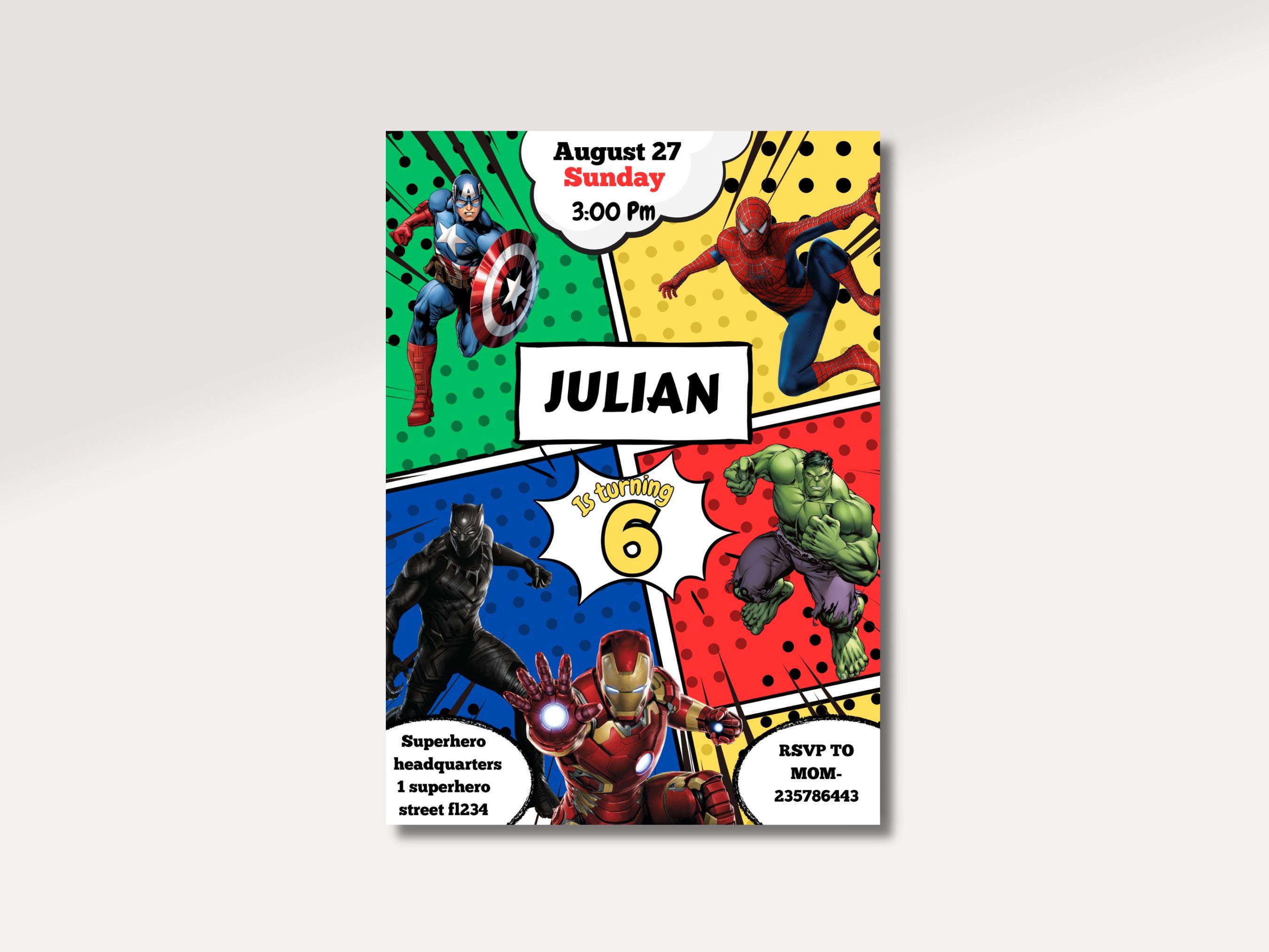 Editable Superheroes Birthday Invitation, Superhero Birthday Invite ...