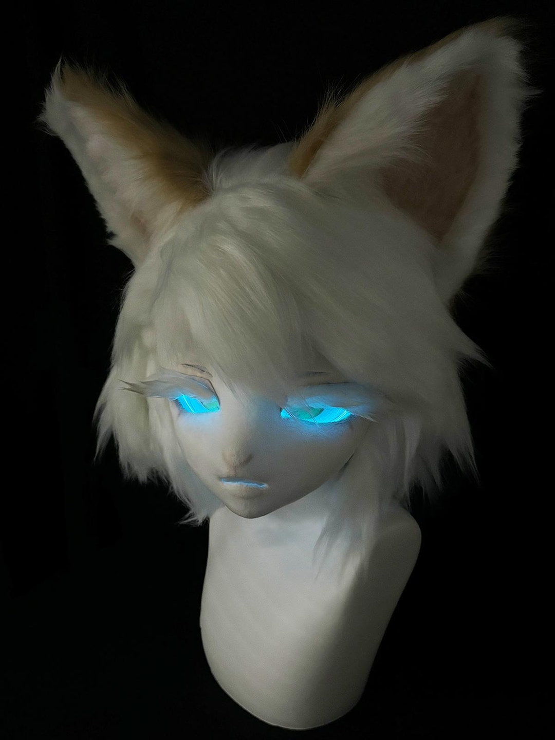 Arctic Fox Fursuit Head Furry Mask With Luminous Eyes Custom Kigurumi ...
