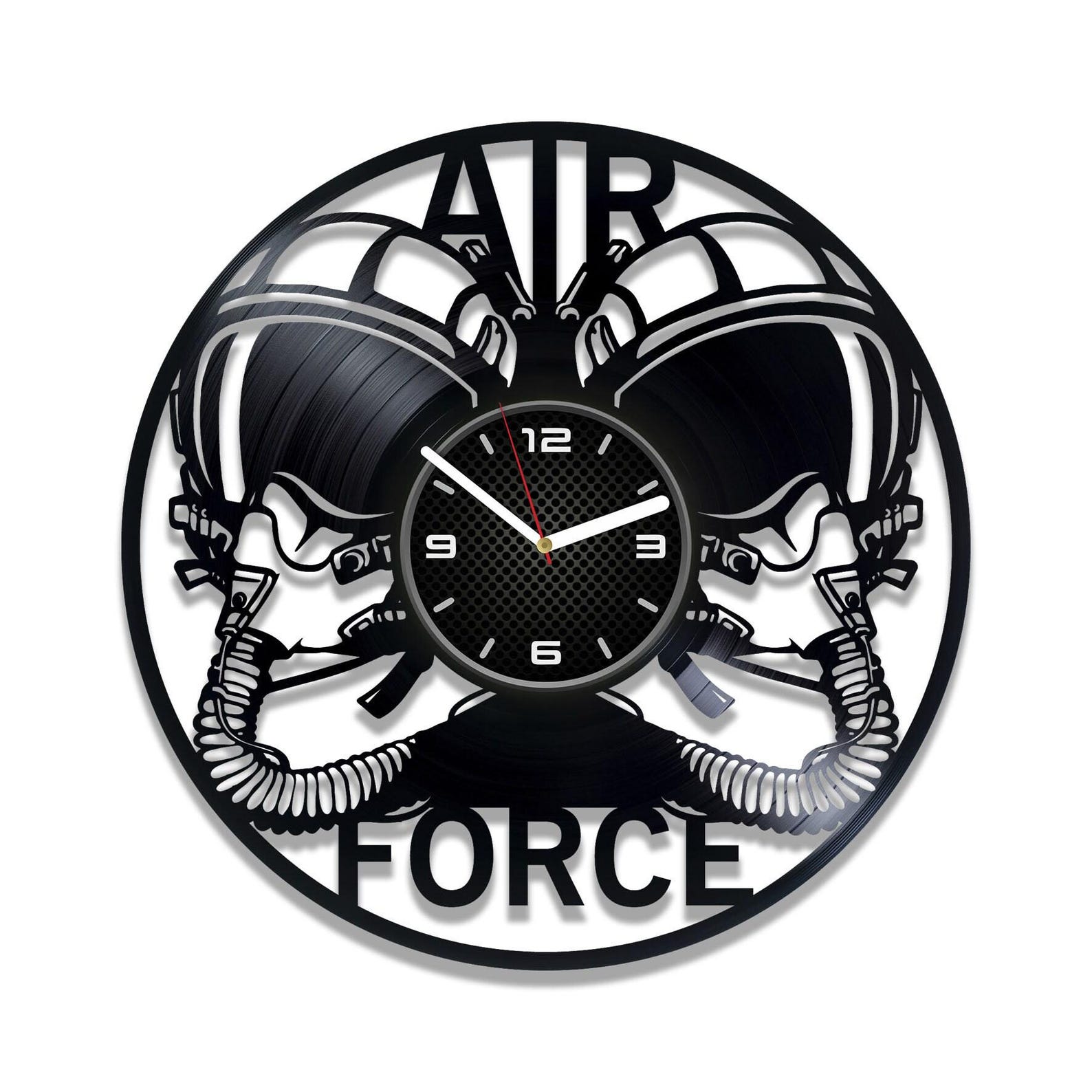 Air Force Vinyl Record Clock, Fighter Pilot Decor, Mens Office Wall Art ...