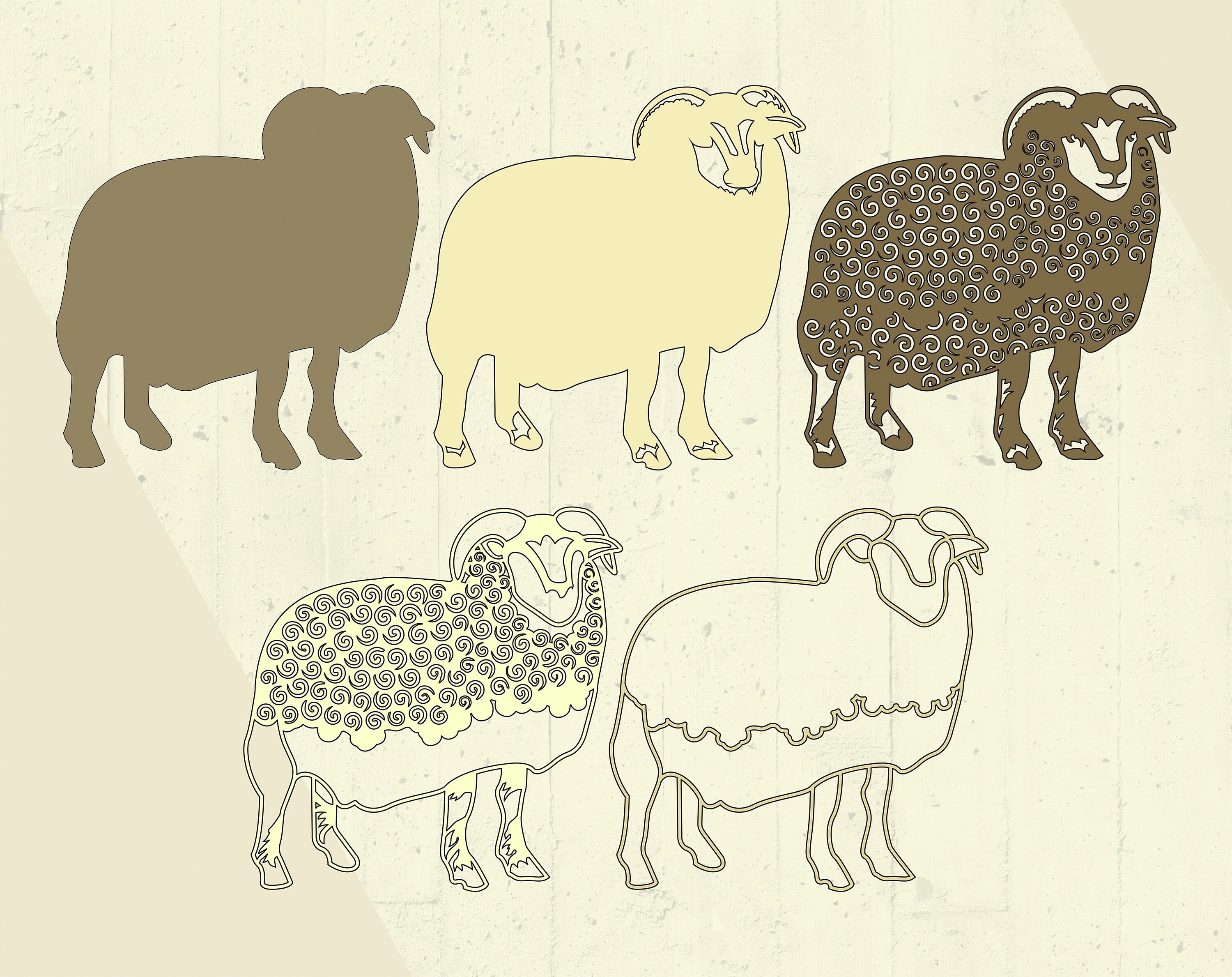 Ram Laser Cut File, Sheep DXF, Farm Animal SVG, Cricut Cutting, Layered ...