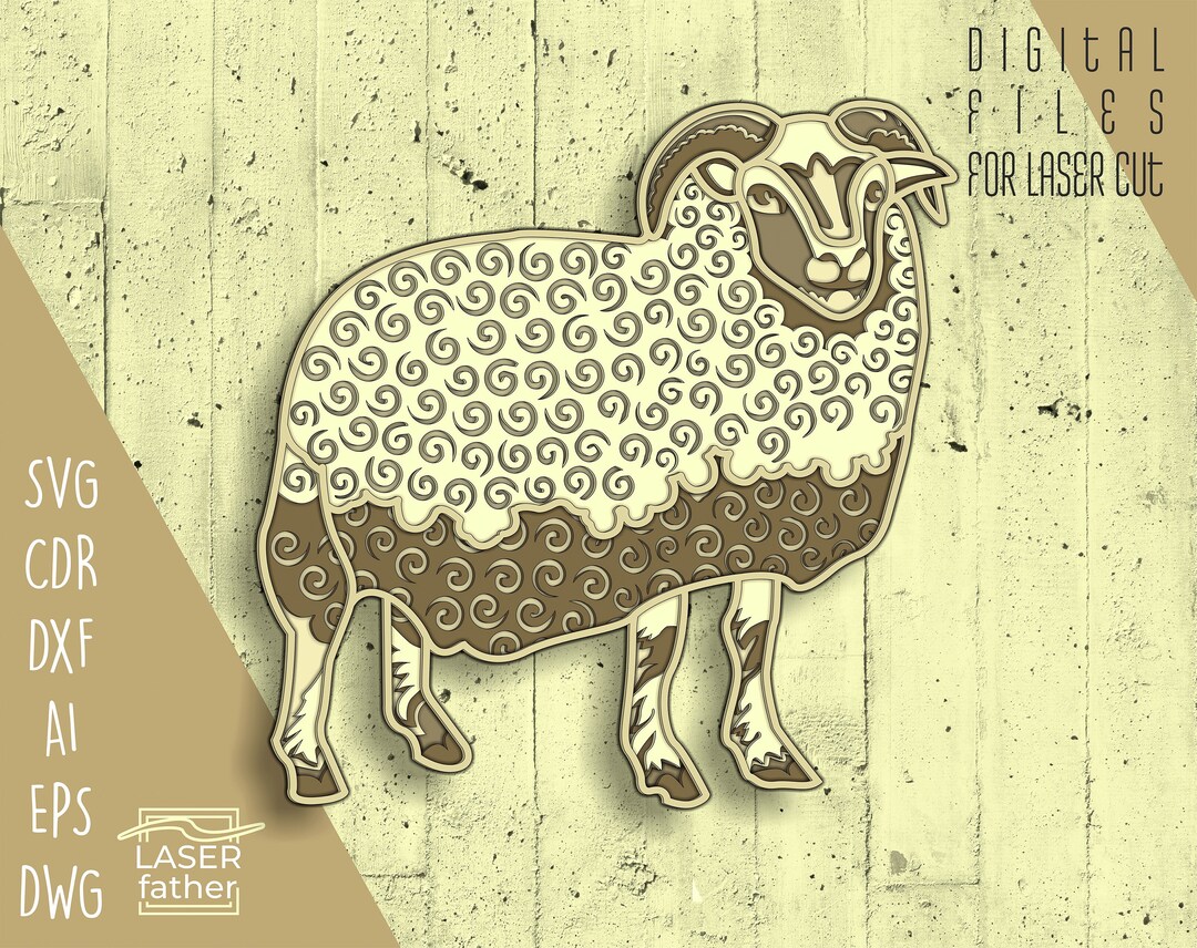 Ram Laser Cut File, Sheep DXF, Farm Animal SVG, Cricut Cutting, Layered ...
