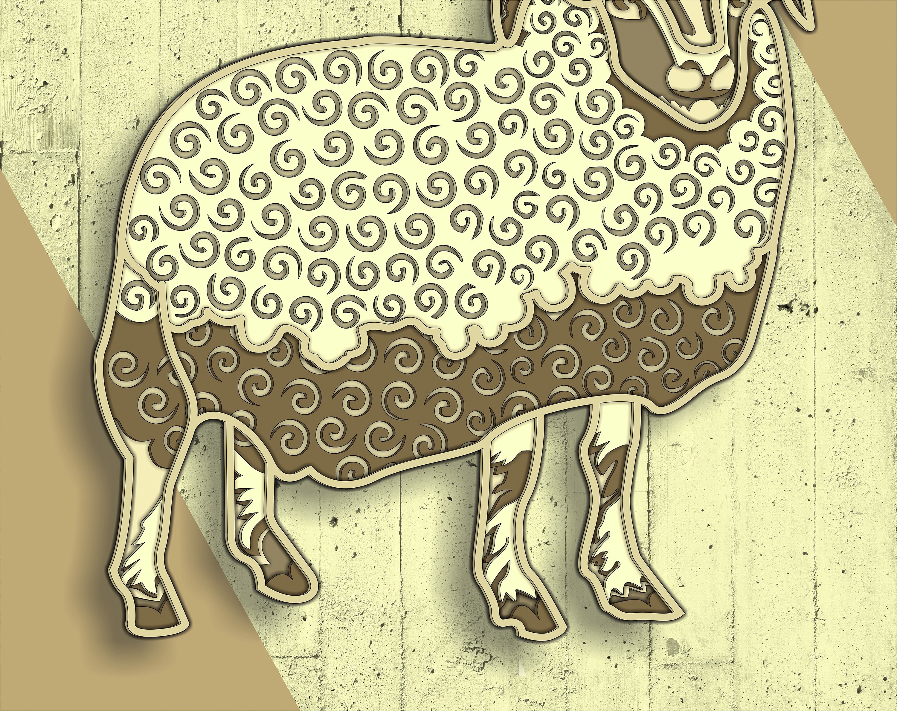 Ram Laser Cut File, Sheep DXF, Farm Animal SVG, Cricut Cutting, Layered ...