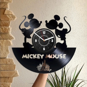 Disneyland Mouse Vinyl Record Clock, Cartoon Wall Art, Playroom ...
