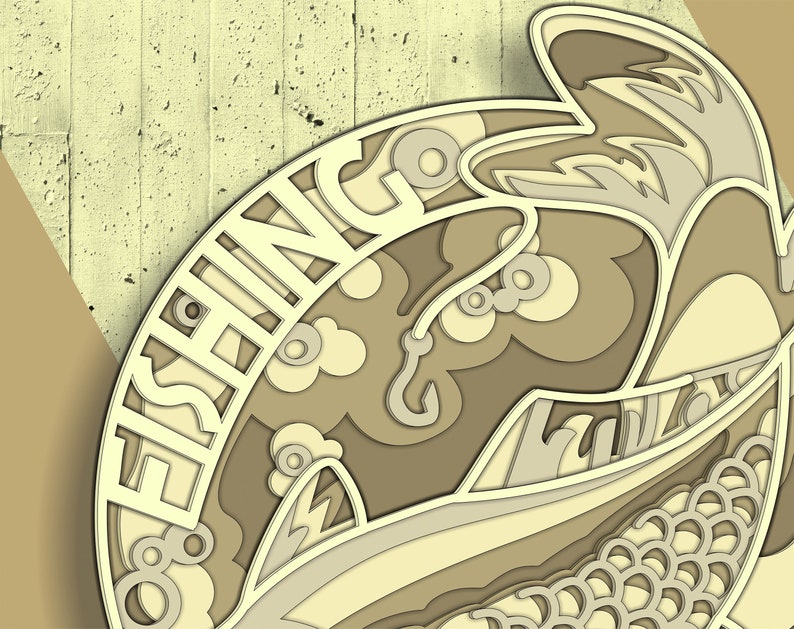 Fishing SVG Files for Plasma, Fish DXF, Papercut Template, Vector ...