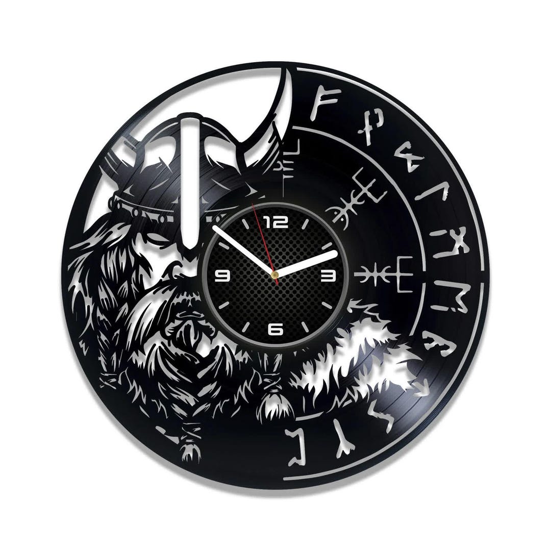 Runes Vinyl Record Wall Clock Viking Decor Vikings Gift Norse Wall ...