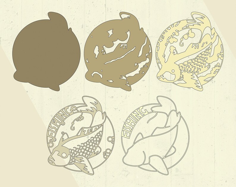 Fishing SVG Files for Plasma, Fish DXF, Papercut Template, Vector ...