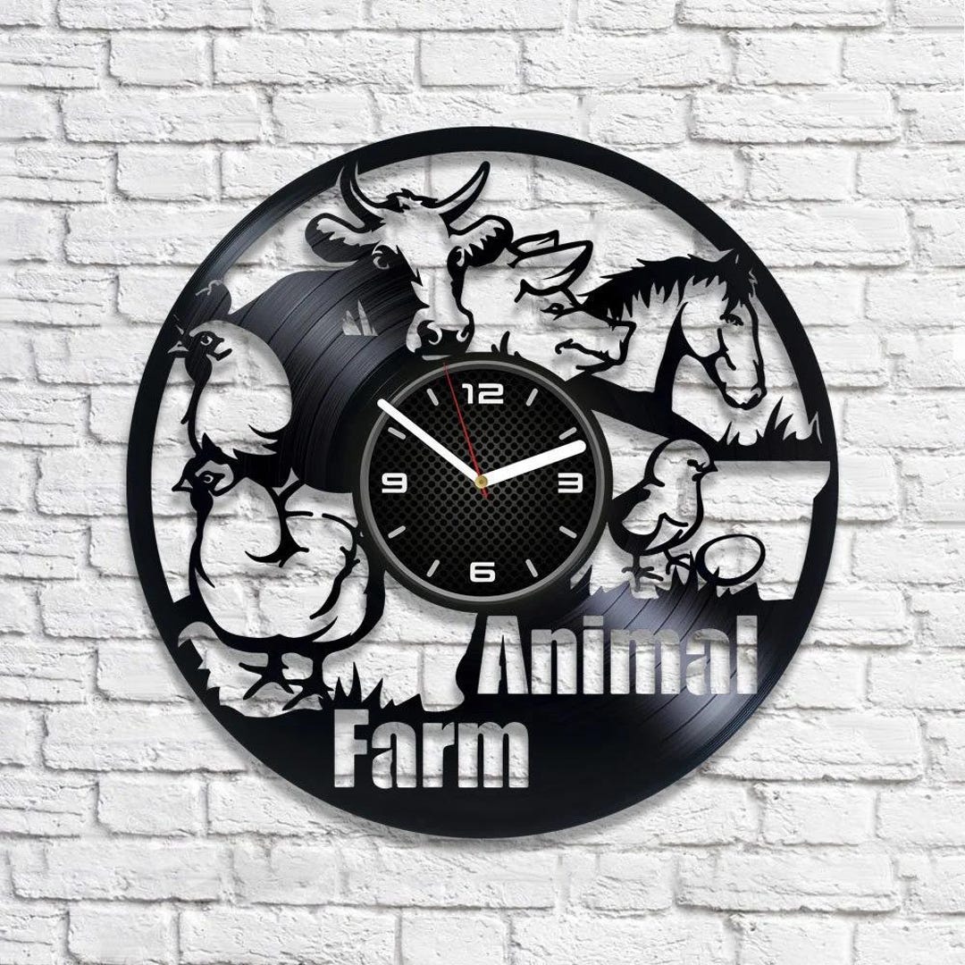 Farm Animals Vinyl Record Modern Wall Clock Cute Décor for Farmhouse ...