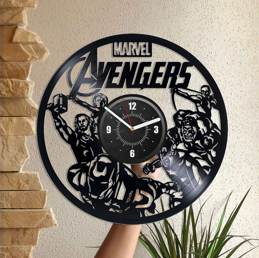 Avengers Superhero Vinyl Record Large Clock, Marvels Legends, Unique Decor for Home, Superhero ...