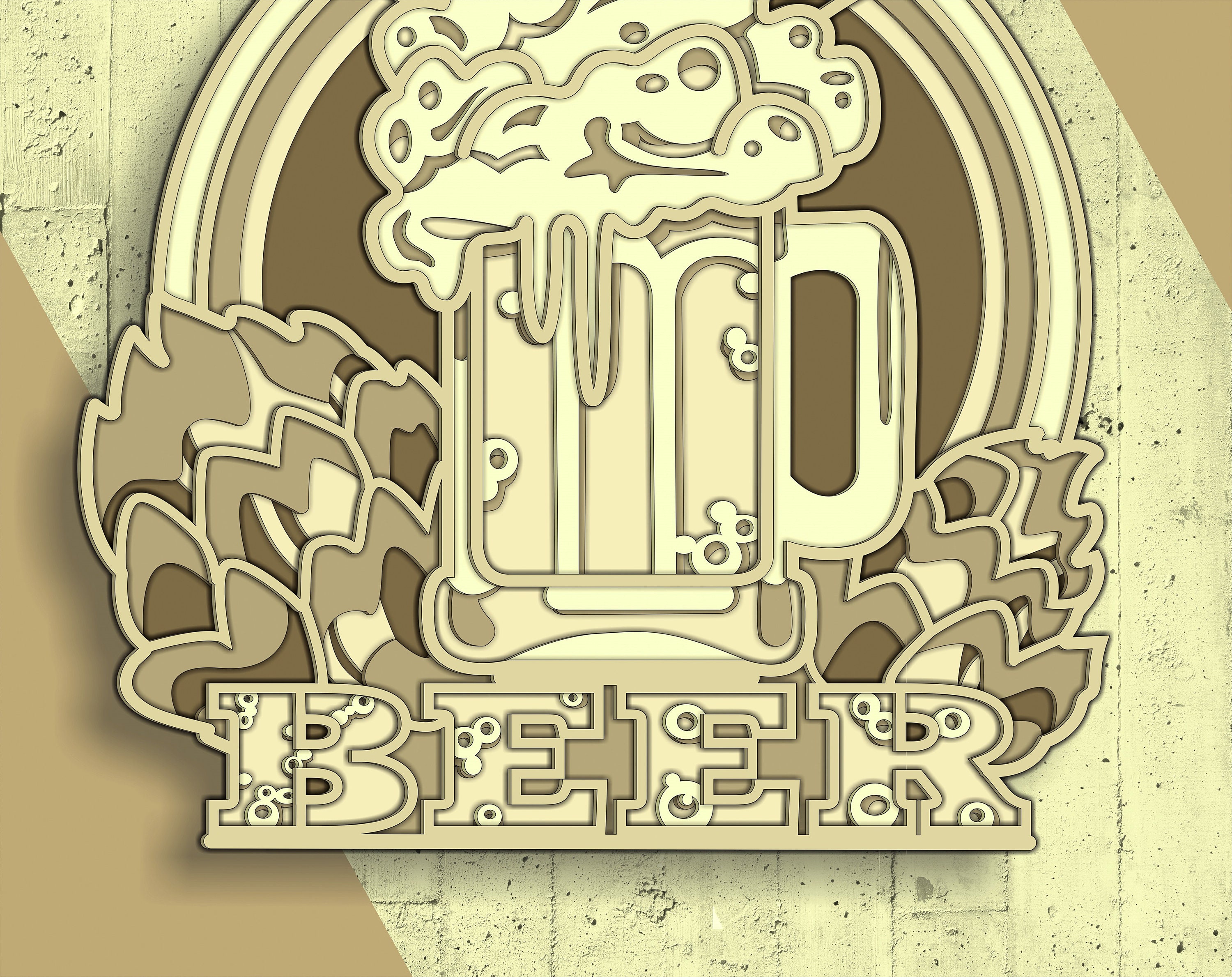 Beer Mug SVG, Hops Art, Multilayer Laser Cut File, Cricut, Glowforge ...