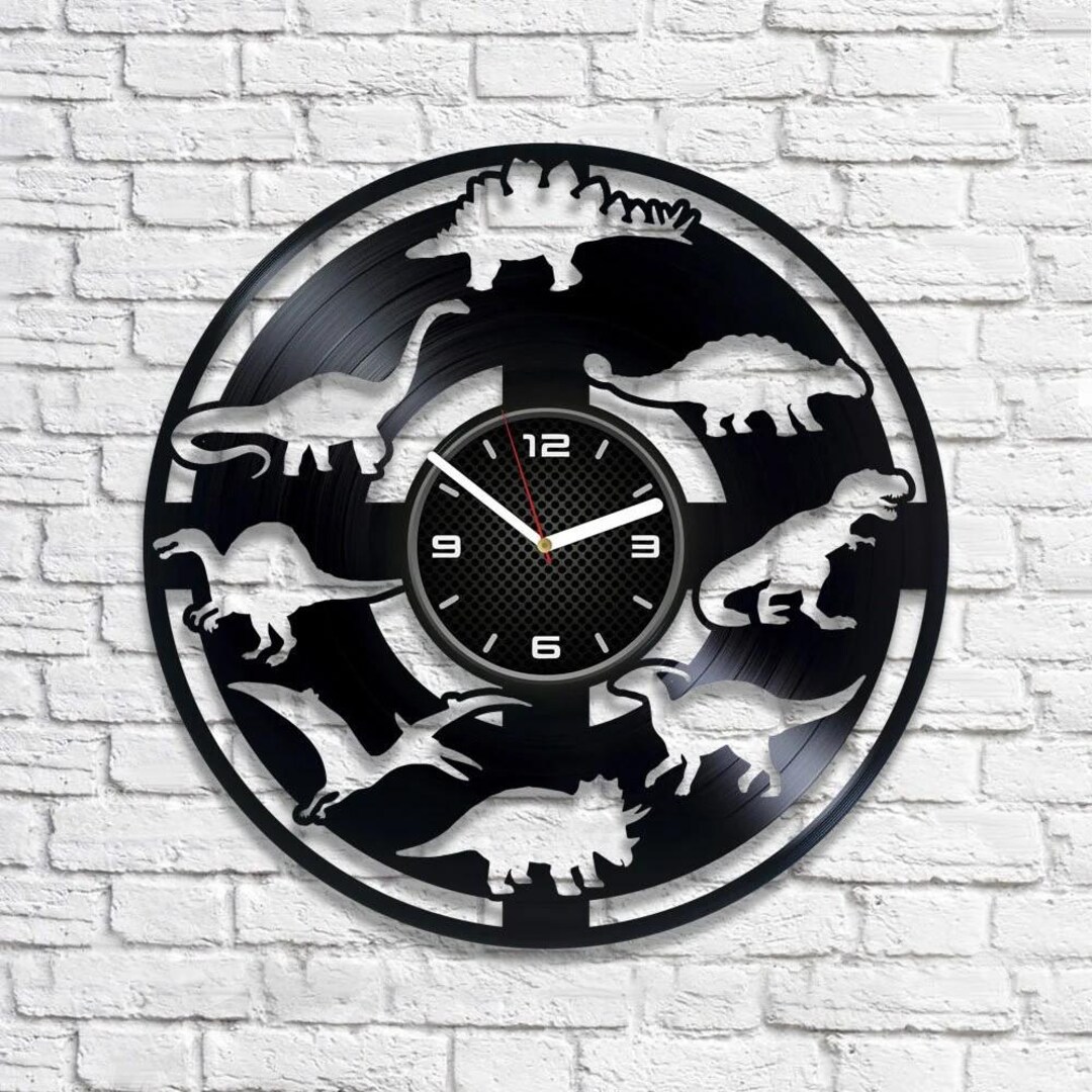 Dinosaurs Vinyl Record Clock, Birthday Gift for Brother, Dino Home ...