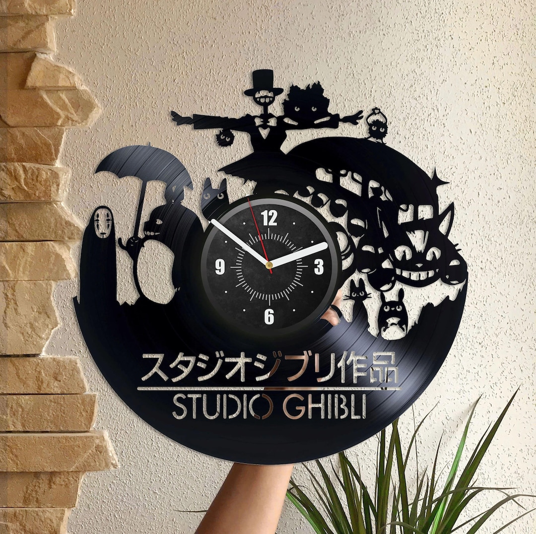 Japanese Anime Vinyl Record Large Wall Clock Cute Cartoon Wall Art ...