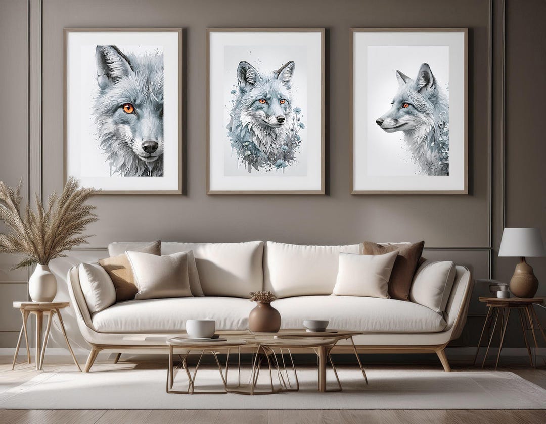 Blue Fox 3 Pack Digital Download Print at Home Poster, Wall Art Home ...