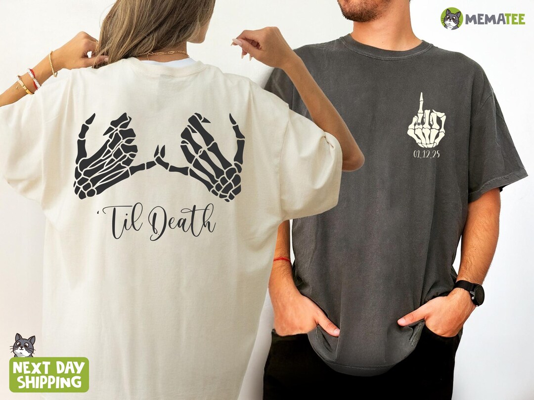 Comfort Colors® Custom Till Death Shirt, Custom Mr Mrs Shirts, Skeleton ...