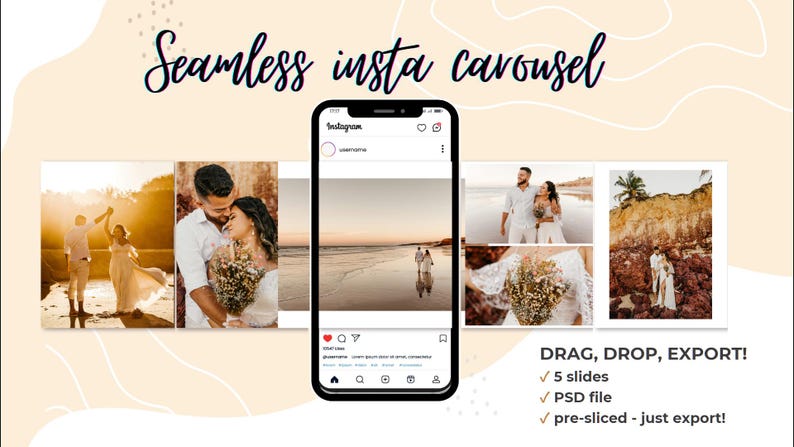 Seamless Instagram PSD Carousel Template Drag, Drop, Export No Extra ...
