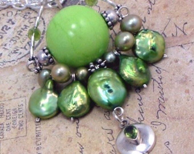 Green Apple Turquoise W Pearl Necklace - Etsy