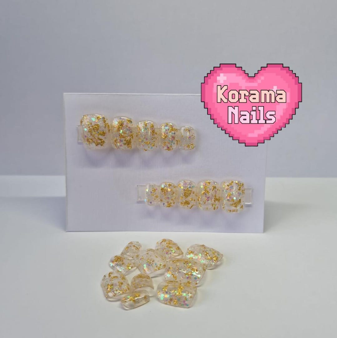Gold & Iridescent / Full Set / Korama Nails / Press on Nails - Etsy